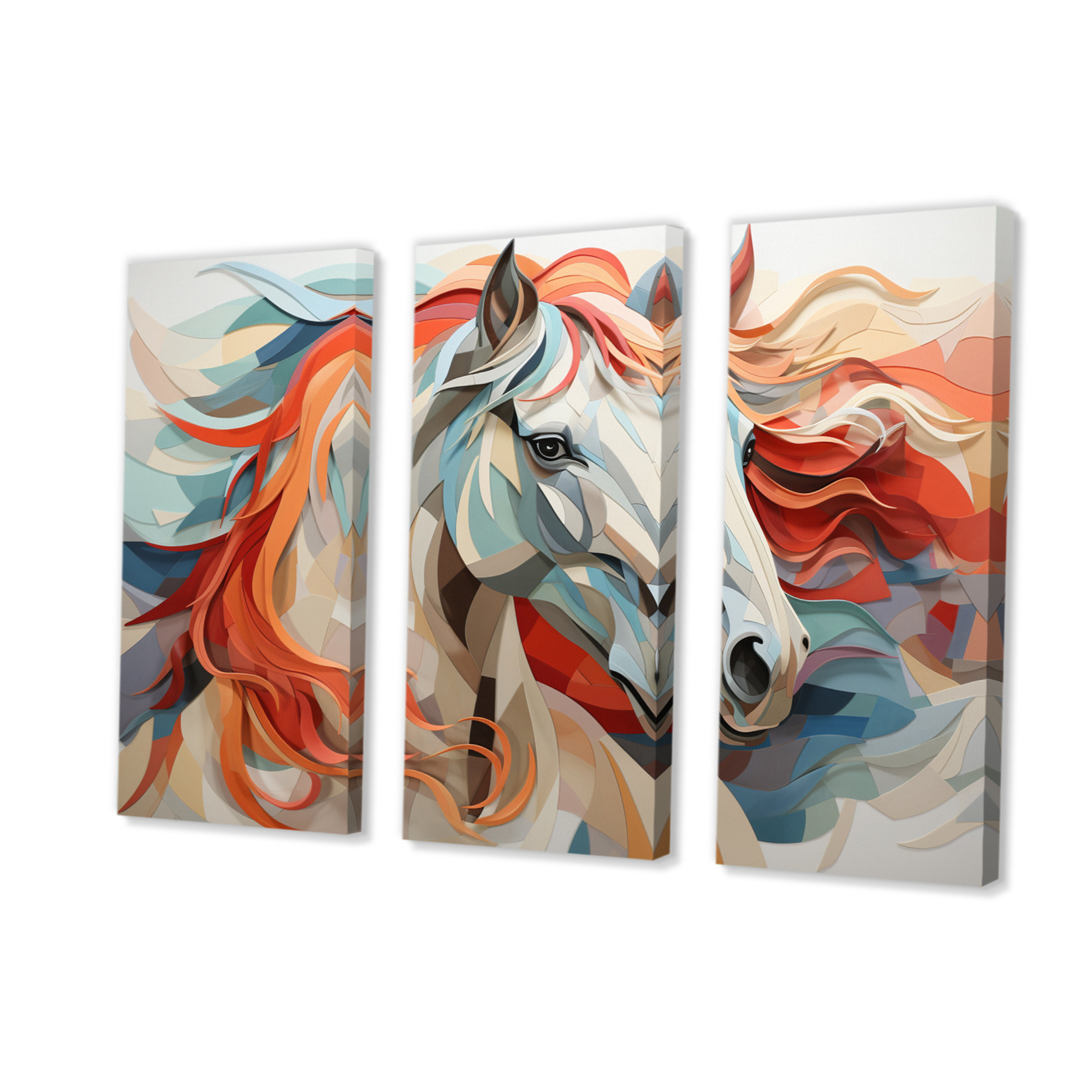 Union Rustic Colorful Horse Spirit Of Equus On Canvas 3 Pieces Print | Wayfair